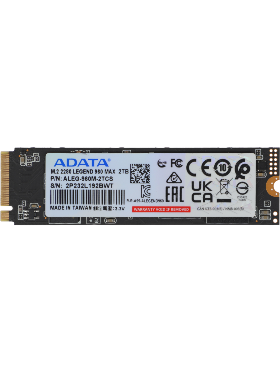 Накопитель SSD A-Data Legend 960 Max ALEG-960M-2TCS 2 ТБ, M.2 2280, PCIe 4.0 x4, NVMe, M.2 7400 МБ/с