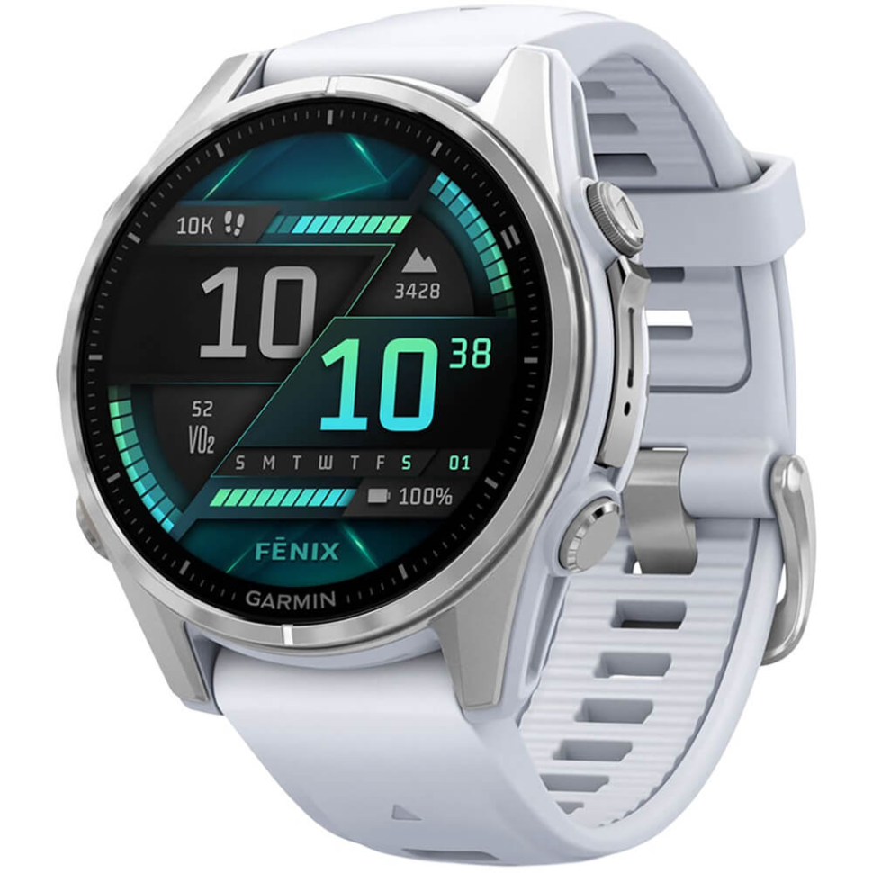 Часы Garmin Fenix 8 43 мм Amoled Silver с силиконовым ремешком WhiteStone (010-02903-00)