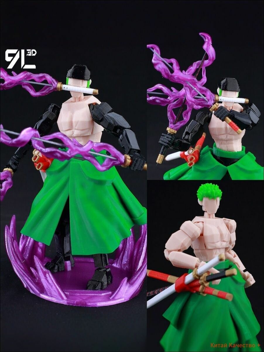 9L3D Фигурка Зоро Делюкс Комплект (Zoro Deluxe Set) One Piece, 3D-печатный подвижный манекен