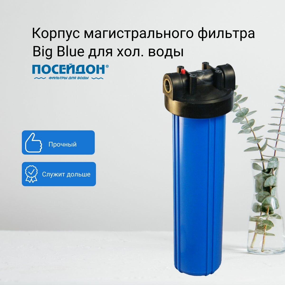 Корпус магистрального фильтра Big Blue для хол. воды, цвет синий 20" BB 1"