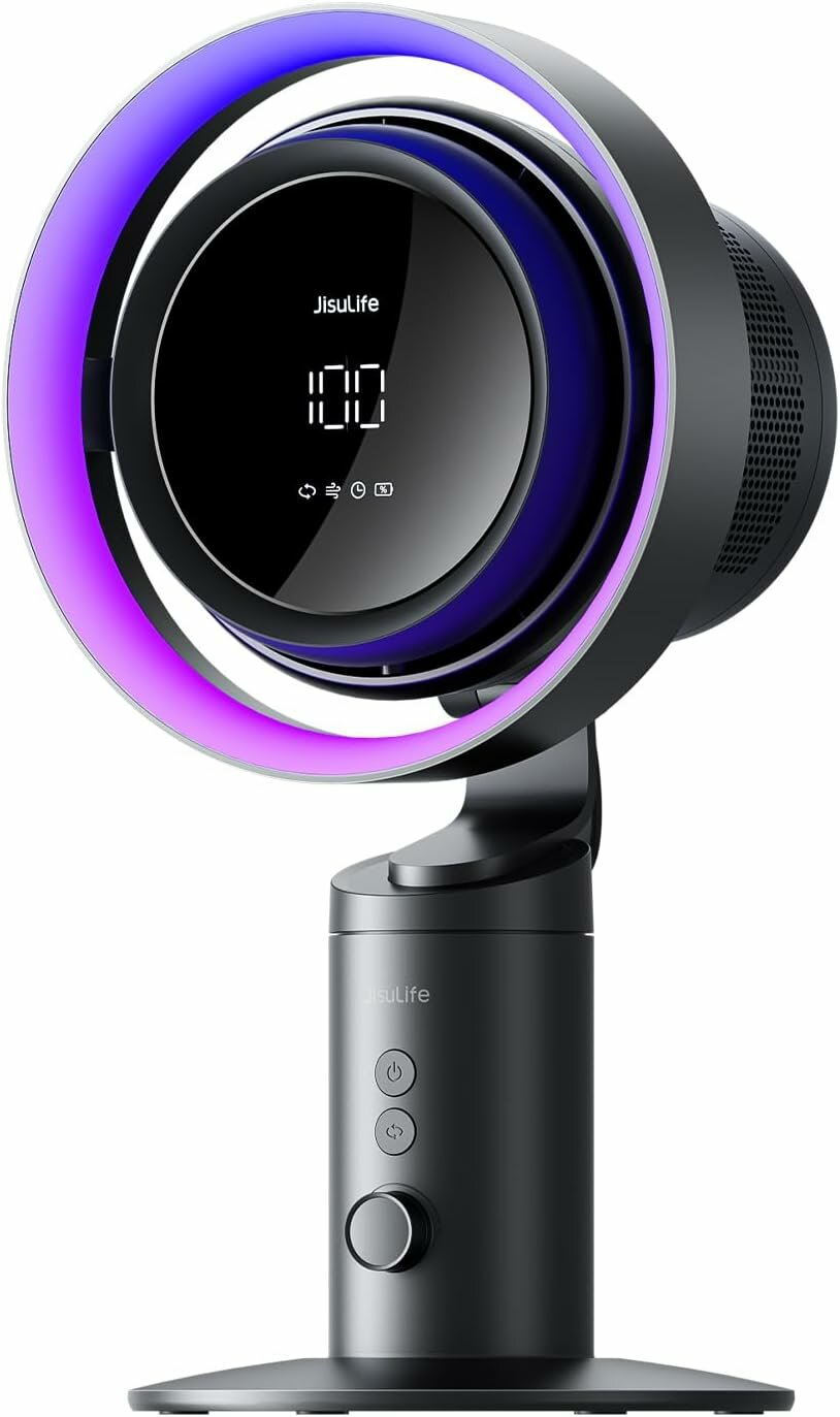 JISULIFE Портативный вентилятор Table Fan Pro3, сиреневый, темно-серый