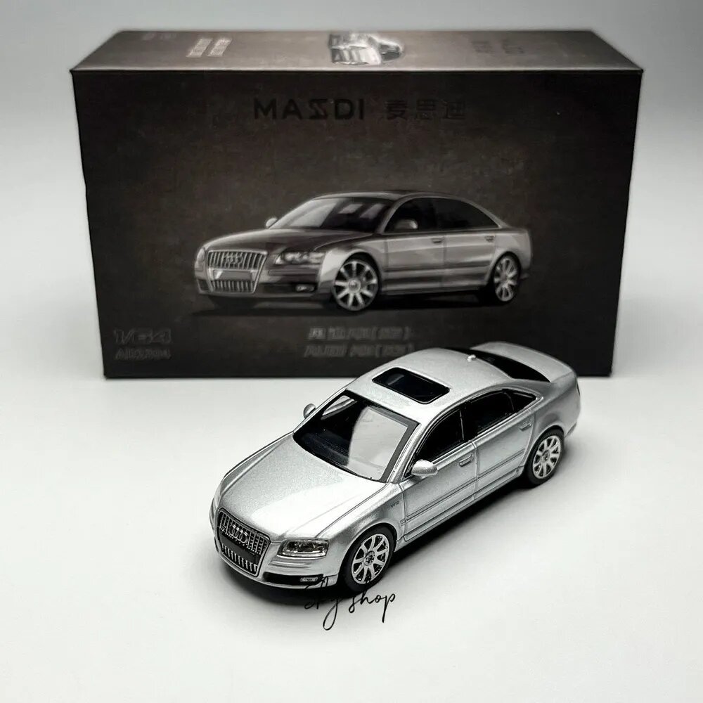 Машинка MASDI 1:64 Audi A8L D3 Серебро, масштабная модель 7 см, металл