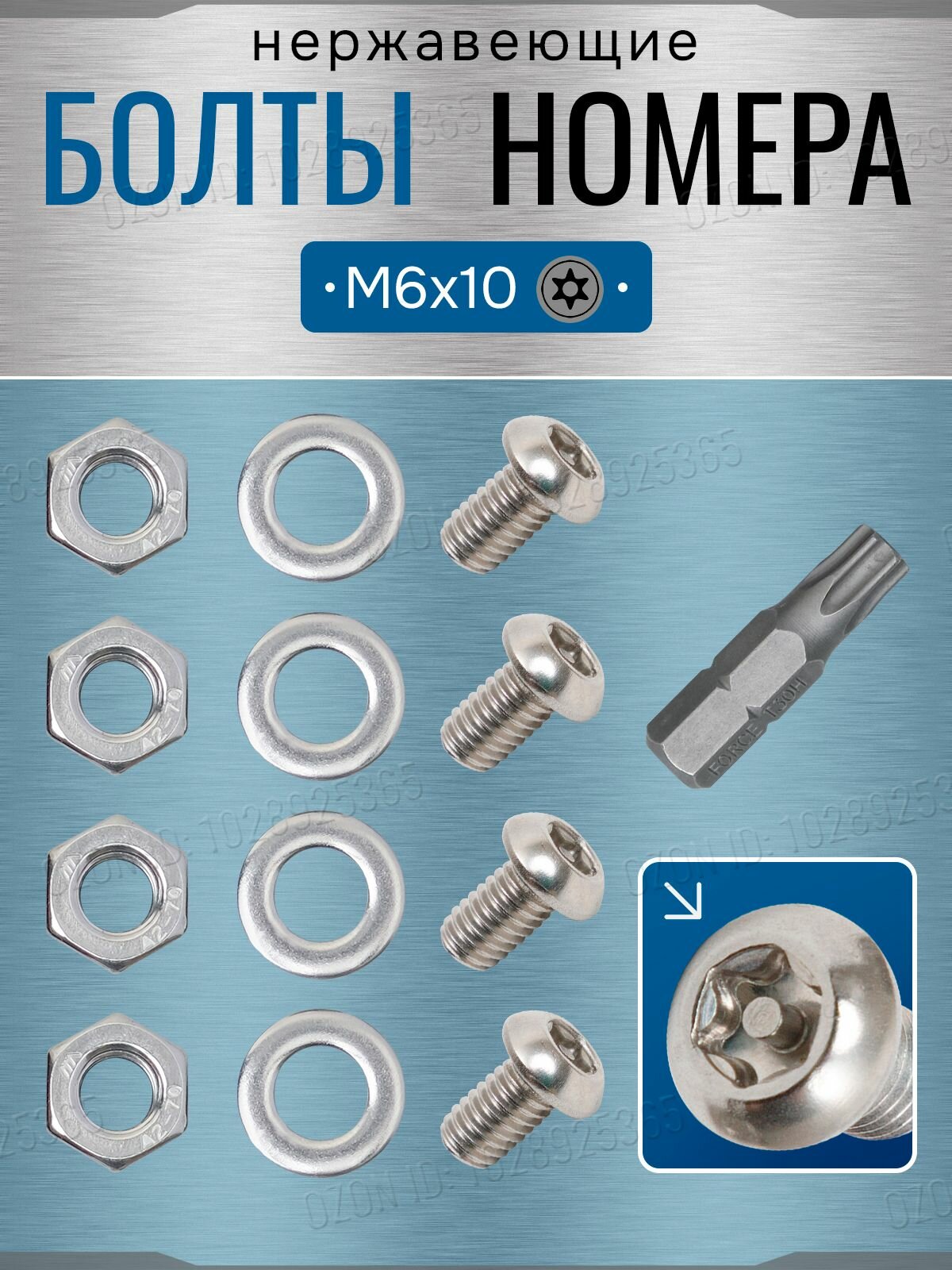 Болты для номерных знаков авто, нержавеющие винты для крепления госномера к рамке, комплект антивандального крепежа номерных регистрационных знаков автомобиля, набор М6 TORX, нержавейка