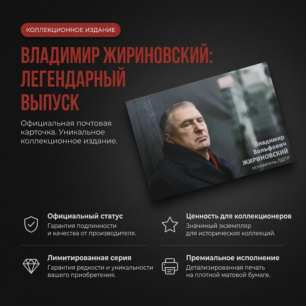 Почтовая открытка Владимир Вольфович Жириновский. 2026 г, 148x105 мм