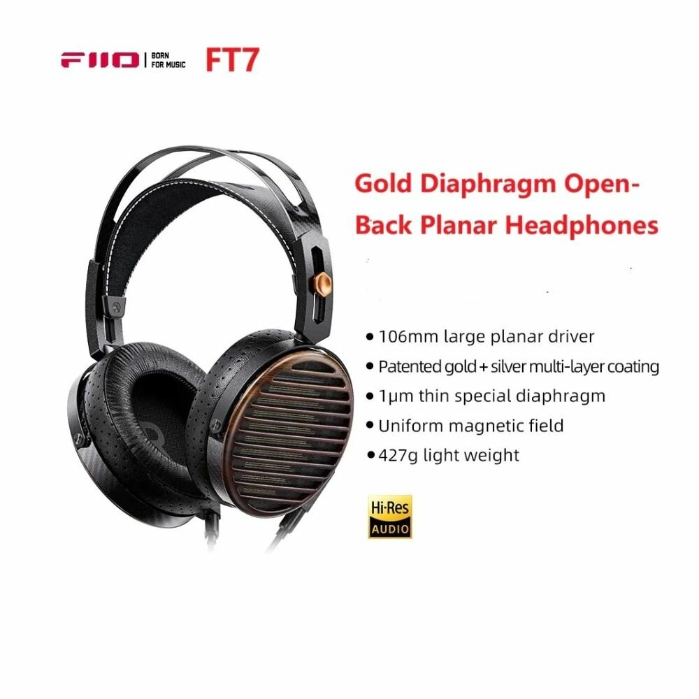 FiiO FT7 Магнитные Наушники Iso Со Звуком HiFi Полноразмерные Наушники С Плоским Монитором, Устанавливаемые На Голову