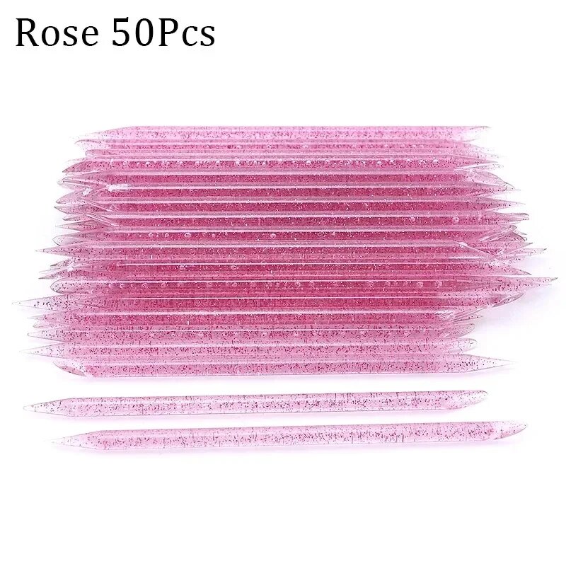 Двусторонний пластиковый инструмент для маникюра rose 50Pcs
