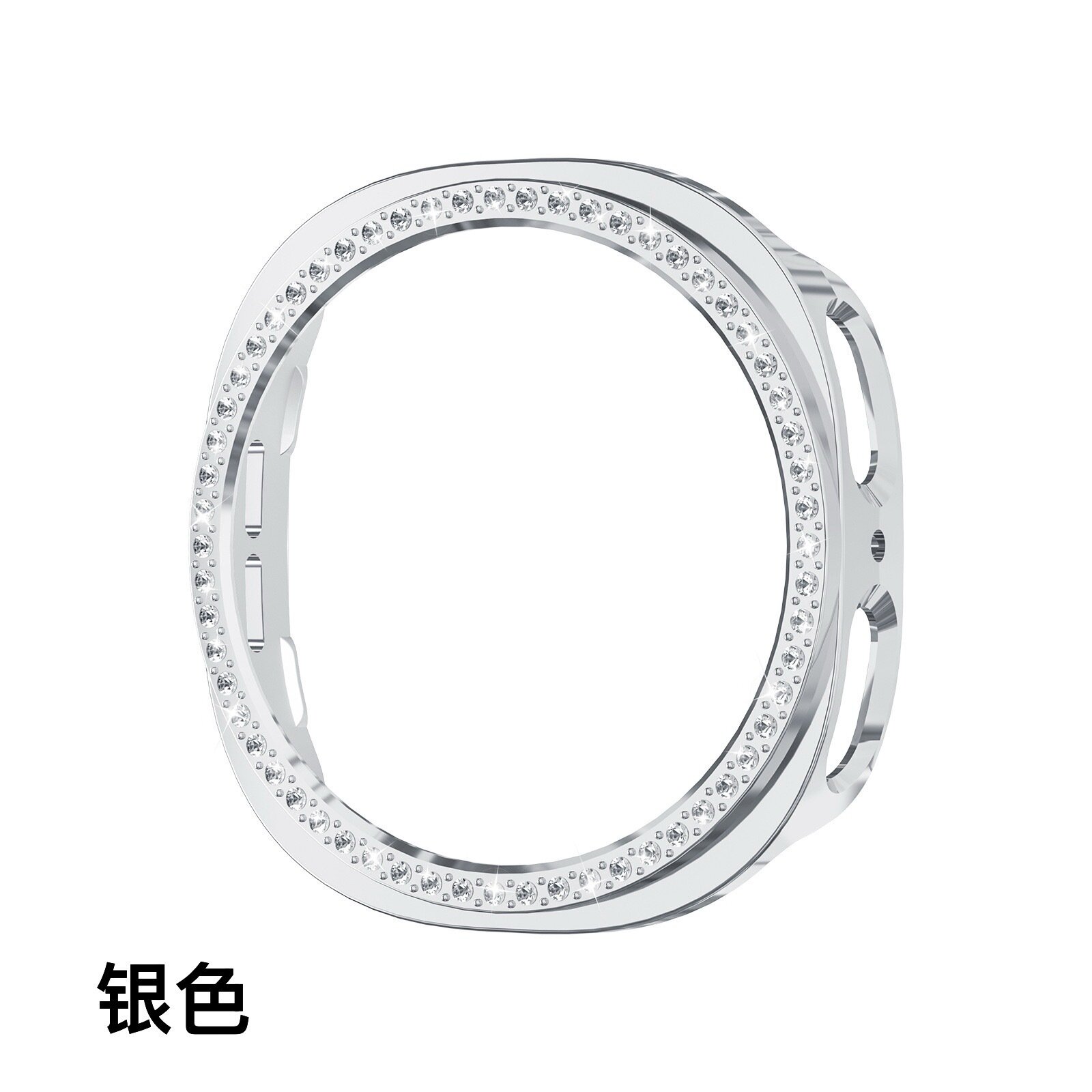 Серебристый защитный чехол для часов Samsung Galaxy Watch 8 с камнями, полупрозрачный ПК, 44 мм