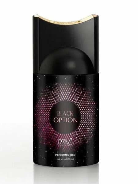 Prive Black Option Парфюмированный дезодорант спрей женский с ванилью, кофе и жасмином, 250 мл.