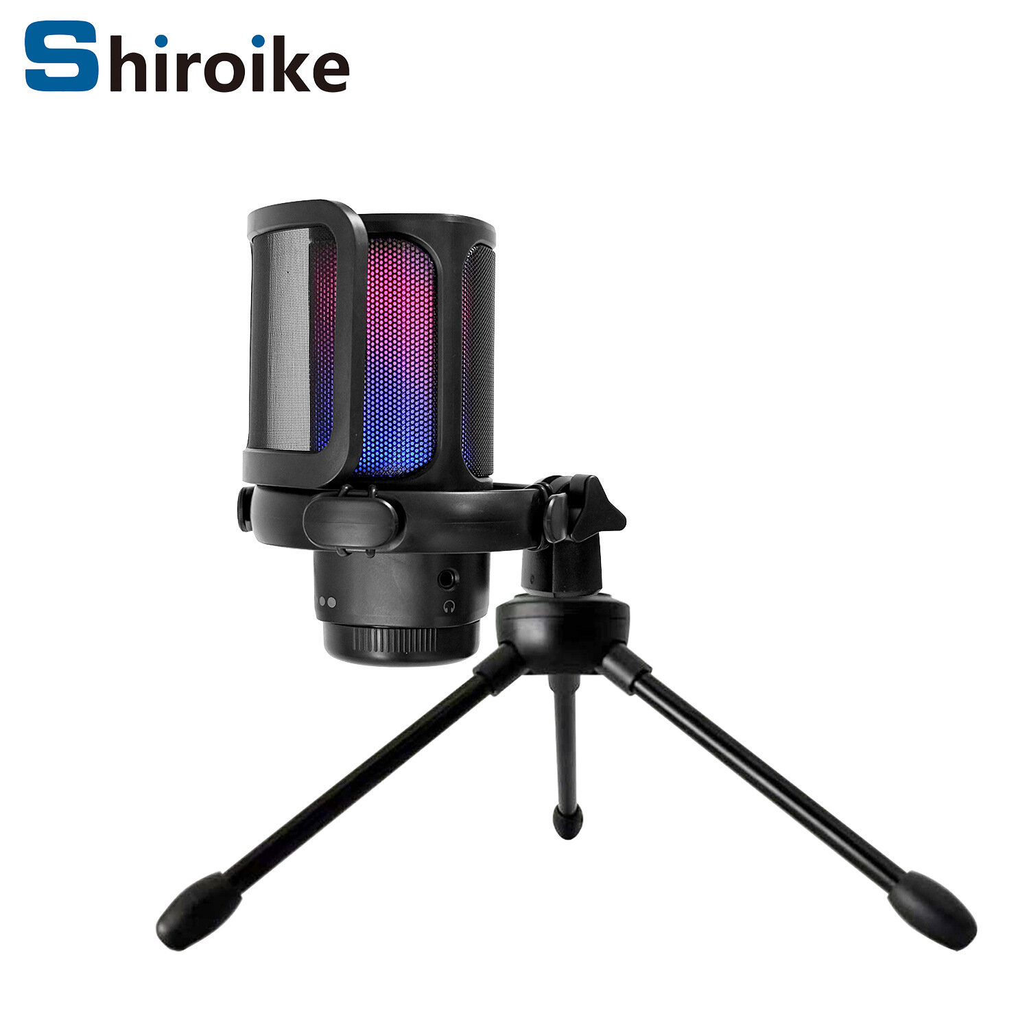 GAM-SS1 Черный премиум настольный конденсаторный микрофон с RGB-подсветкой для гейминга, стриминга и караоке,