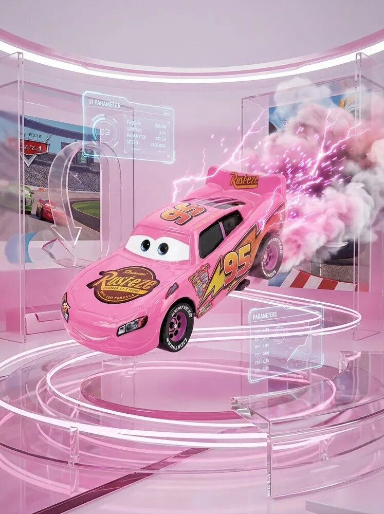 Металлическая машинка McQueen из мультфильма "Тачки" модель - Розовое гальваническое Маккуин.