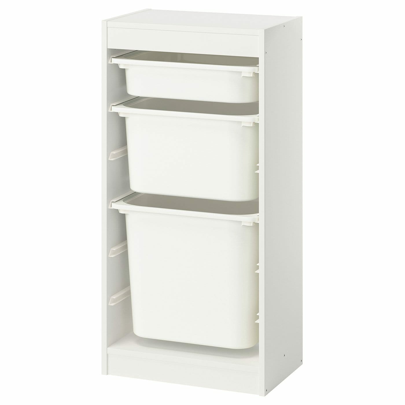Стеллаж ikea trofast с контейнерами, белый, 46x30x94 см 296.065.98