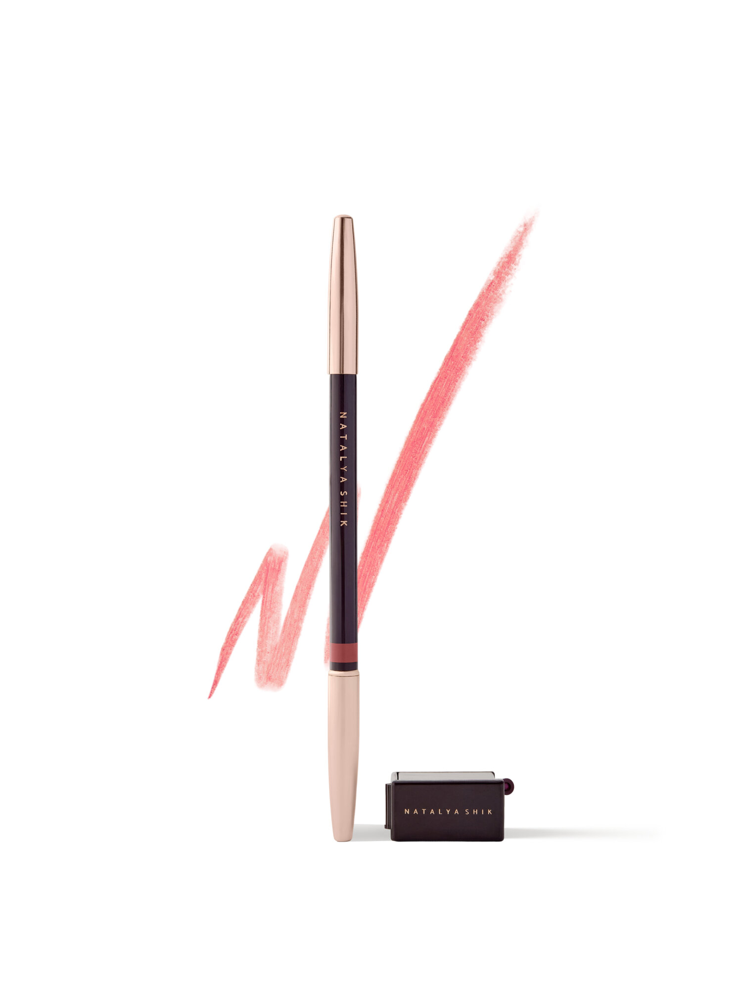 Карандаш для губ NATALYA SHIK LIP DEFINER кремовый, 2в1 с кистью 02 MARRY ME насыщенный ярко-розовый, с точилкой