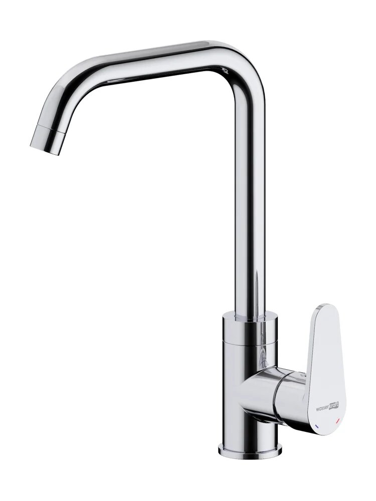Смеситель для кухни Wasserkraft Alz 28807 с поворотным изливом, хром, глянцевый, однорычажный, латунный, с керамическим картриджем