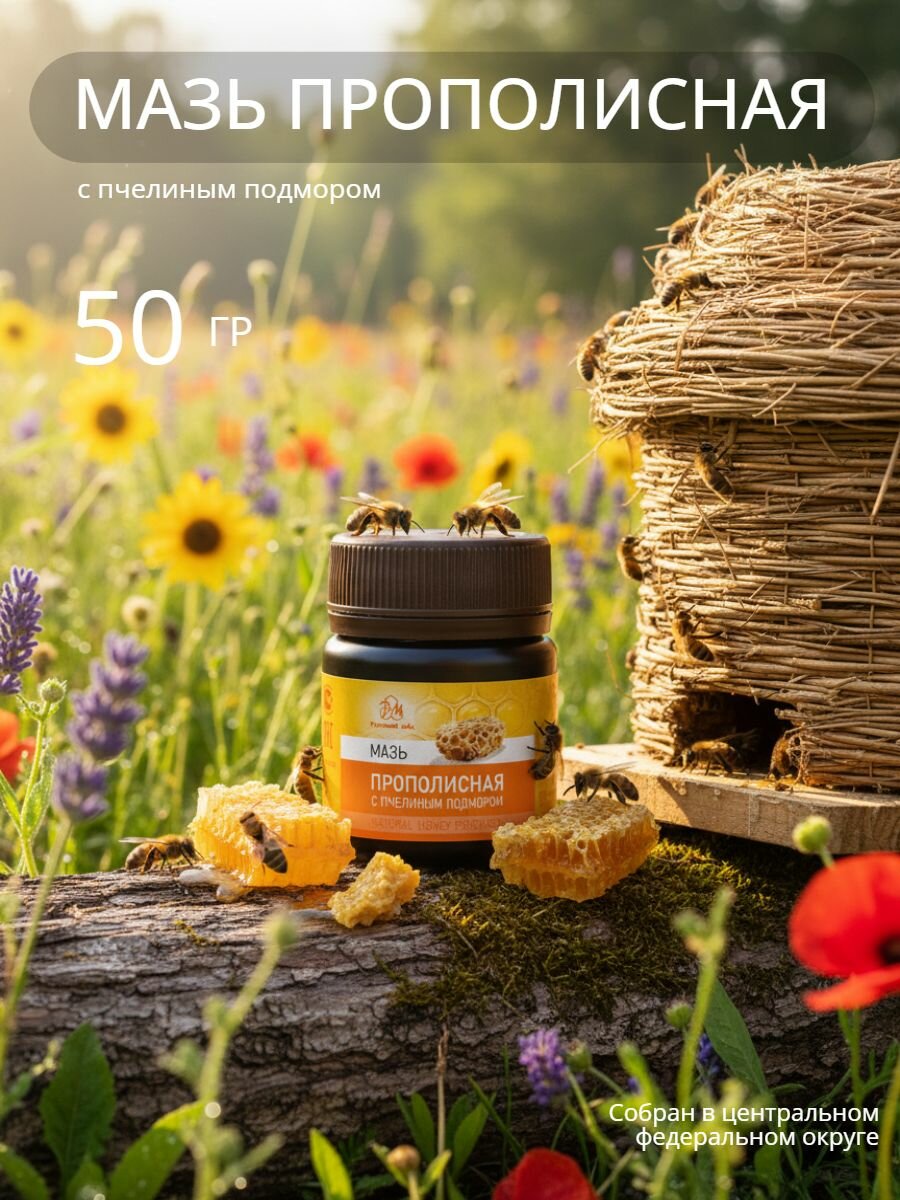 Мазь восковая прополисная с пчелиным подмором 50 гр.