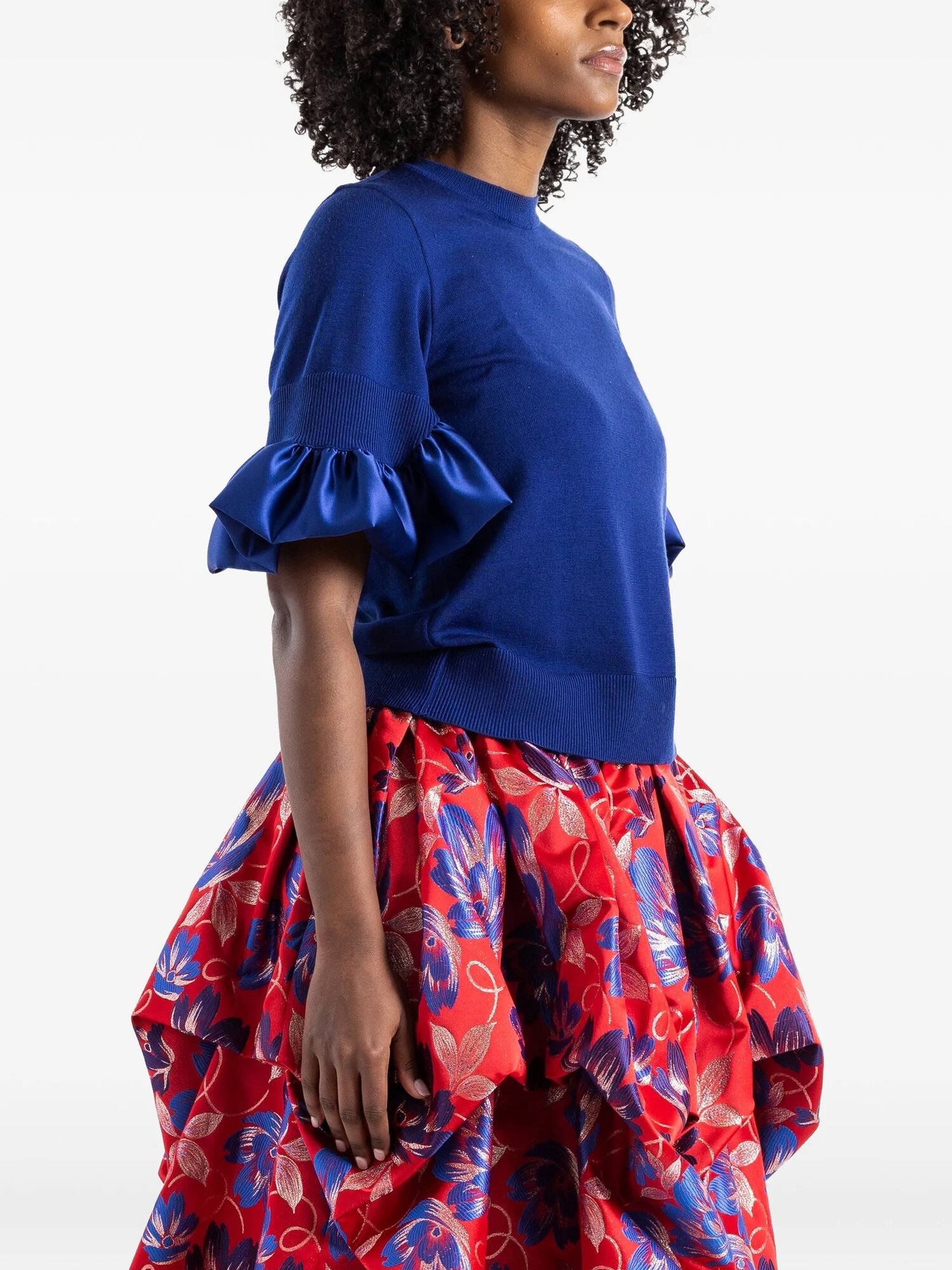 Свитер Noir Kei Ninomiya Ruffle-trim sweater, размер 42, , blue — фото 1