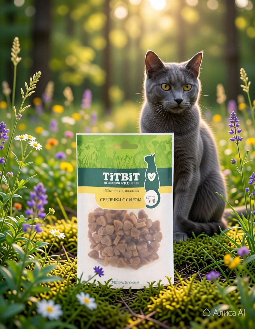 Лакомства для кошек TiTBiT Сердечки с сыром (Мягкие снеки) (50 гр)