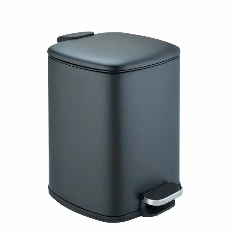 Мусорное ведро Weltwasser WW Berg BL 6L для кухни, с педалью, для туалета, квадратное, для ванной, черное