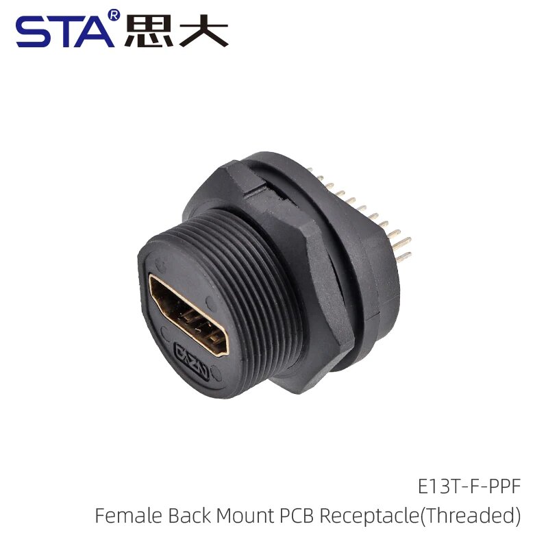 Водонепроницаемая HDMI розетка IP67 STA для наружной электроники Threaded Female PCB