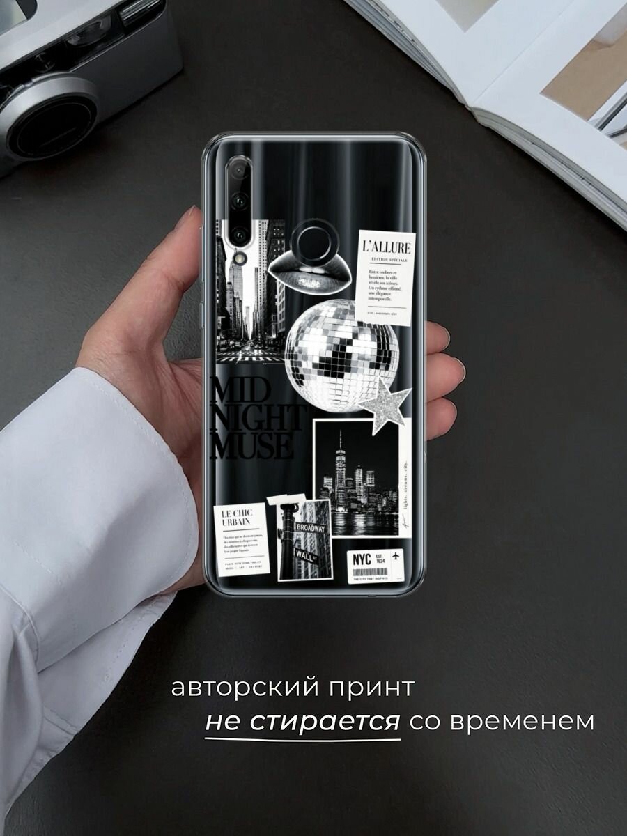 Чехол на Honor 10i/20 Lite 2019/20e/Huawei P Smart Plus 2019 / Хонор 10i с принтом Гламурный коллаж, прозрачный — фото 1