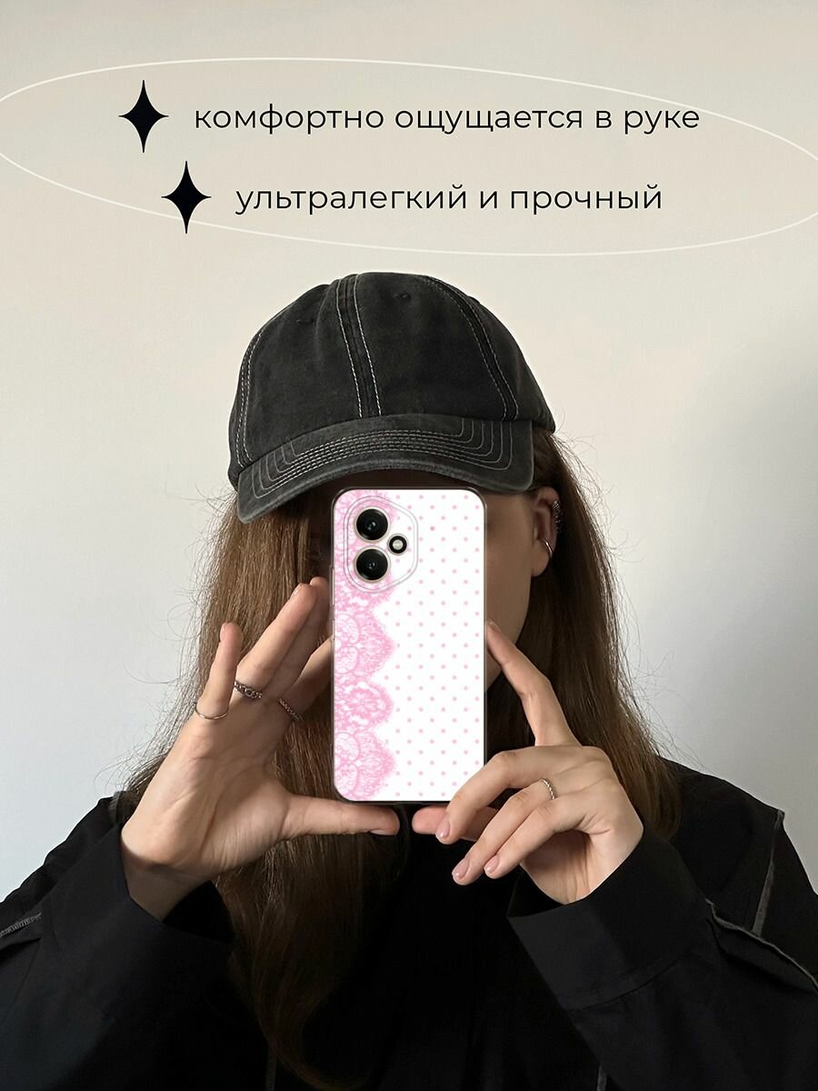 Чехол на Honor 400 / Хонор 400 с принтом Розовое кружево и горошек — фото 1