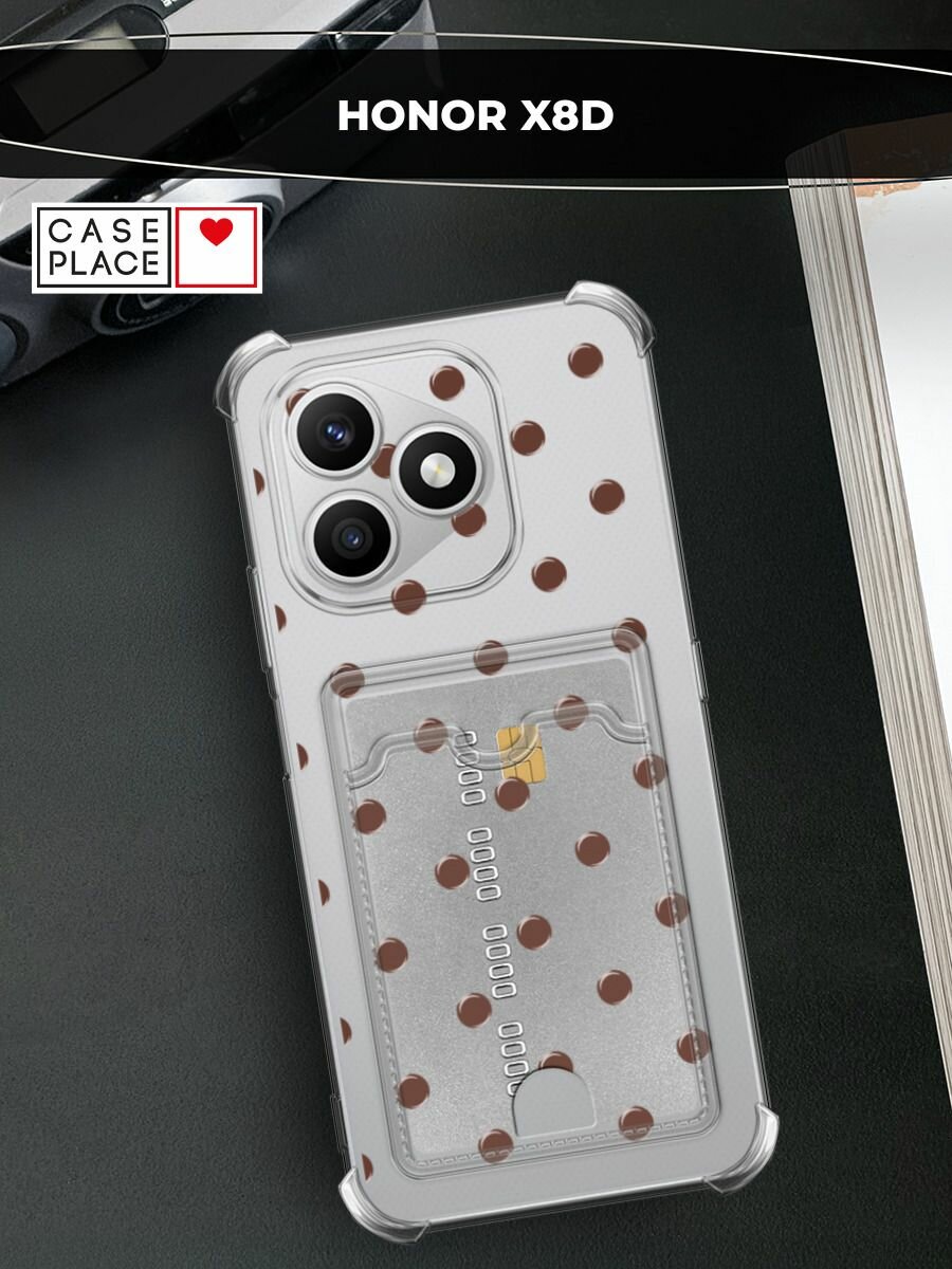 Чехол на Honor X8d (Хонор X8d) с картой и принтом Узор в горошек