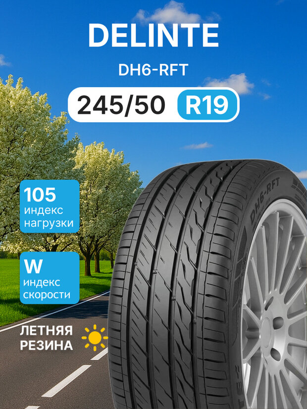 Летняя шина Delinte DH6-RFT 245/50 r19 105W Runflat
