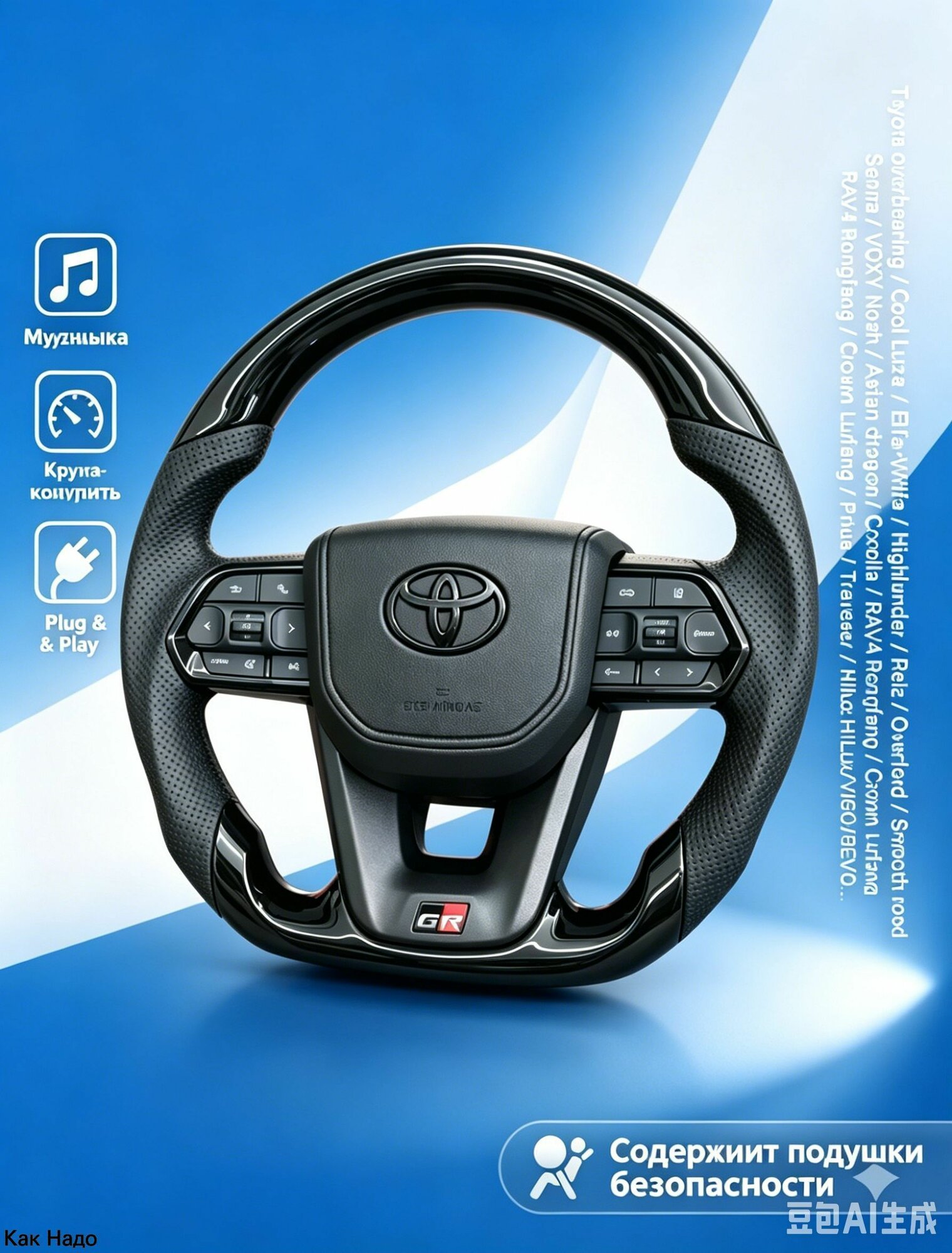 Подходит для Toyota Prado, Land Cruiser, Highlander, Senna, Elfa, Smooth Road, Corolla, Королла, Камри, RAV4, Asian Dragon, всего спектра рулевых колес