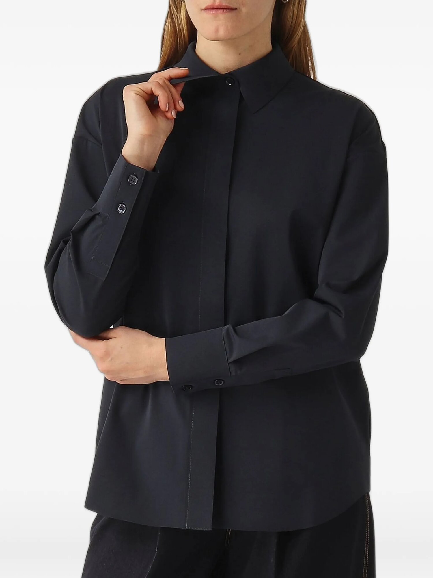 Рубашка Max Mara Long-sleeved shirt, размер 46, Синий принт — фото 1