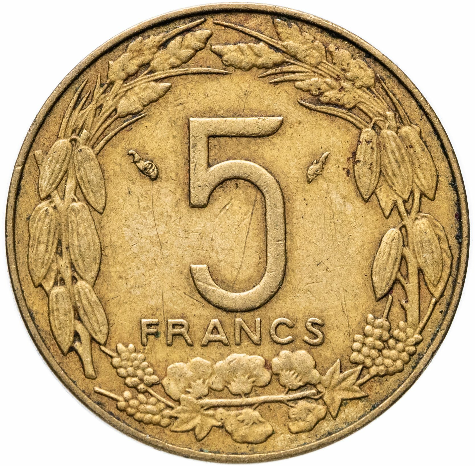 Центральная Африка BEAC 5 франков francs 1980, Бронза, в сохранности VF-XF