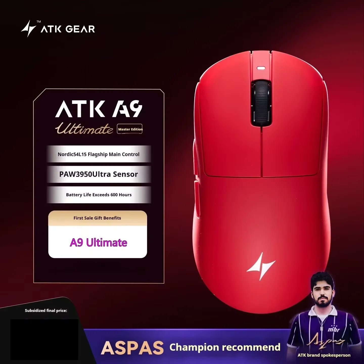 Игровая мышь ATK Dragonfly A9 Air Ultimate Plus 8K A9 Ultimate Red