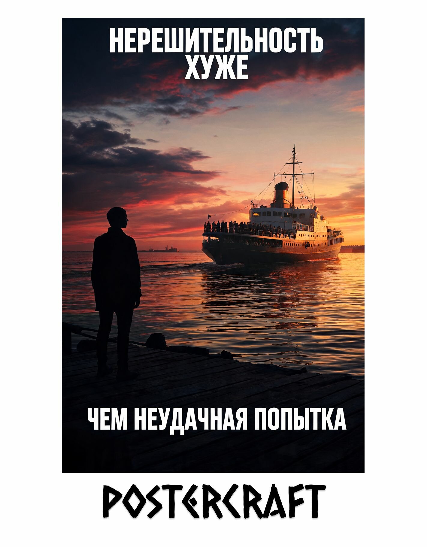 Мотивационный Постер "Страх Неудачи", 29.7х42см, А3, глянцевый