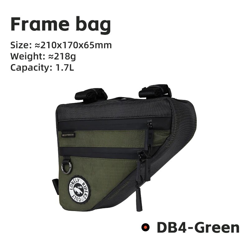Велосипедная сумка-рамка Ulac Triangle, DB4 Green, 1.7L