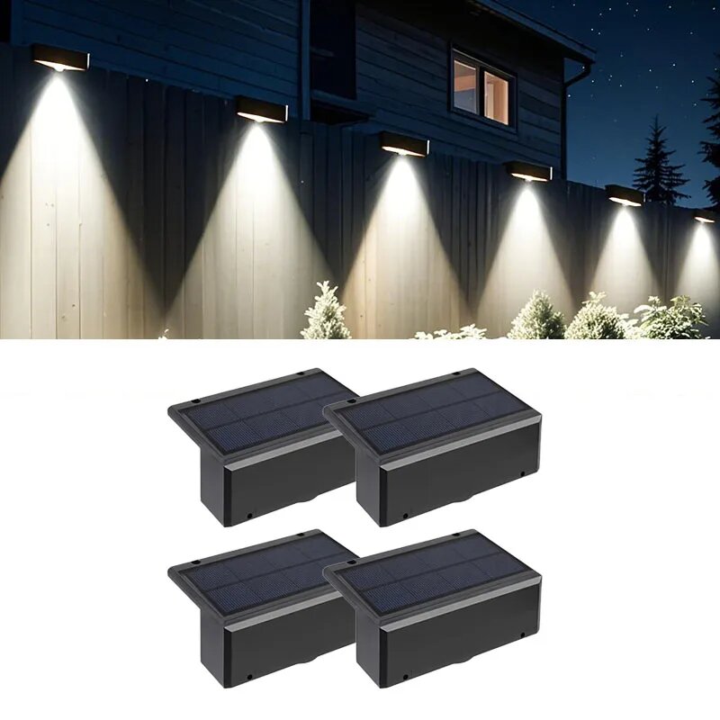 Солнечные настенные светильники LED, белый свет, 4 шт