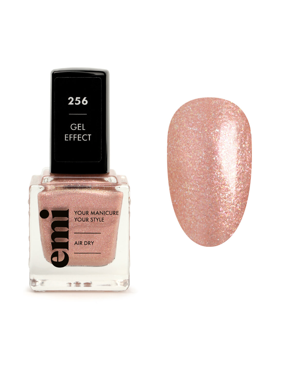 NANO-Ультрастойкий лак с гелевым эффектом, EMI, Gel Effect Сахарный лепесток №256, 9 мл