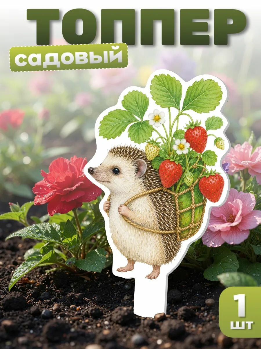 Садовые фигурки для дачи Ежик с клубникой