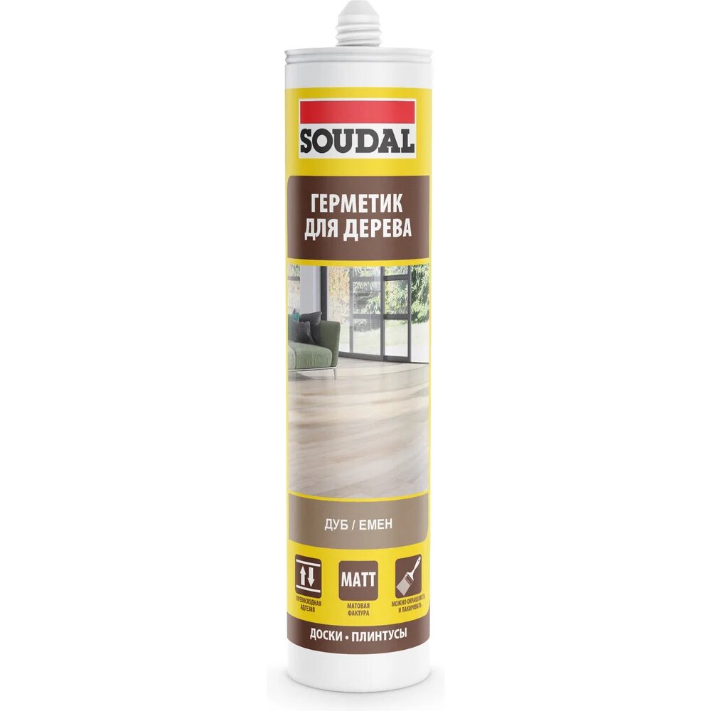 Паркетный акриловый герметик под дуб SOUDAL – универсальный герметик для дерева и ламината, без запаха, окрашиваемый
