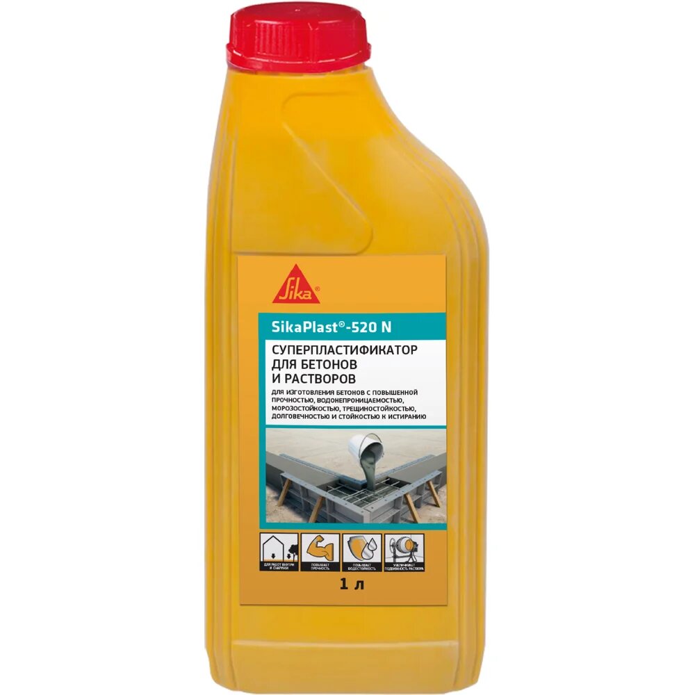 SIKA Plast-520 N Канистра 1л. Суперпластификатор для бетона и цементных растворов 525952