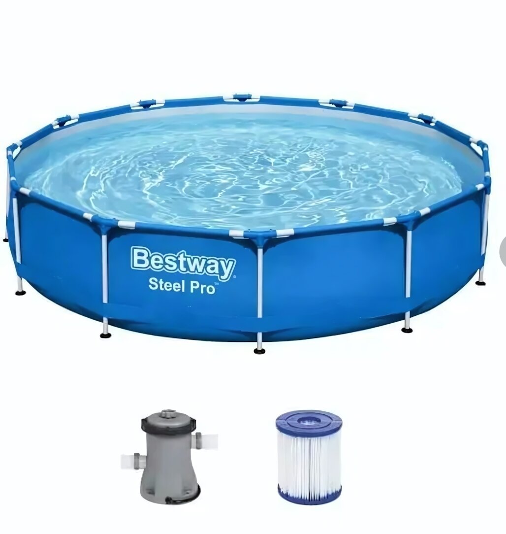 Бассейн каркасный Bestway "Steel Pro" 366х76 см, 6473 л, с фильтр-насосом 1249 л/ч, синий