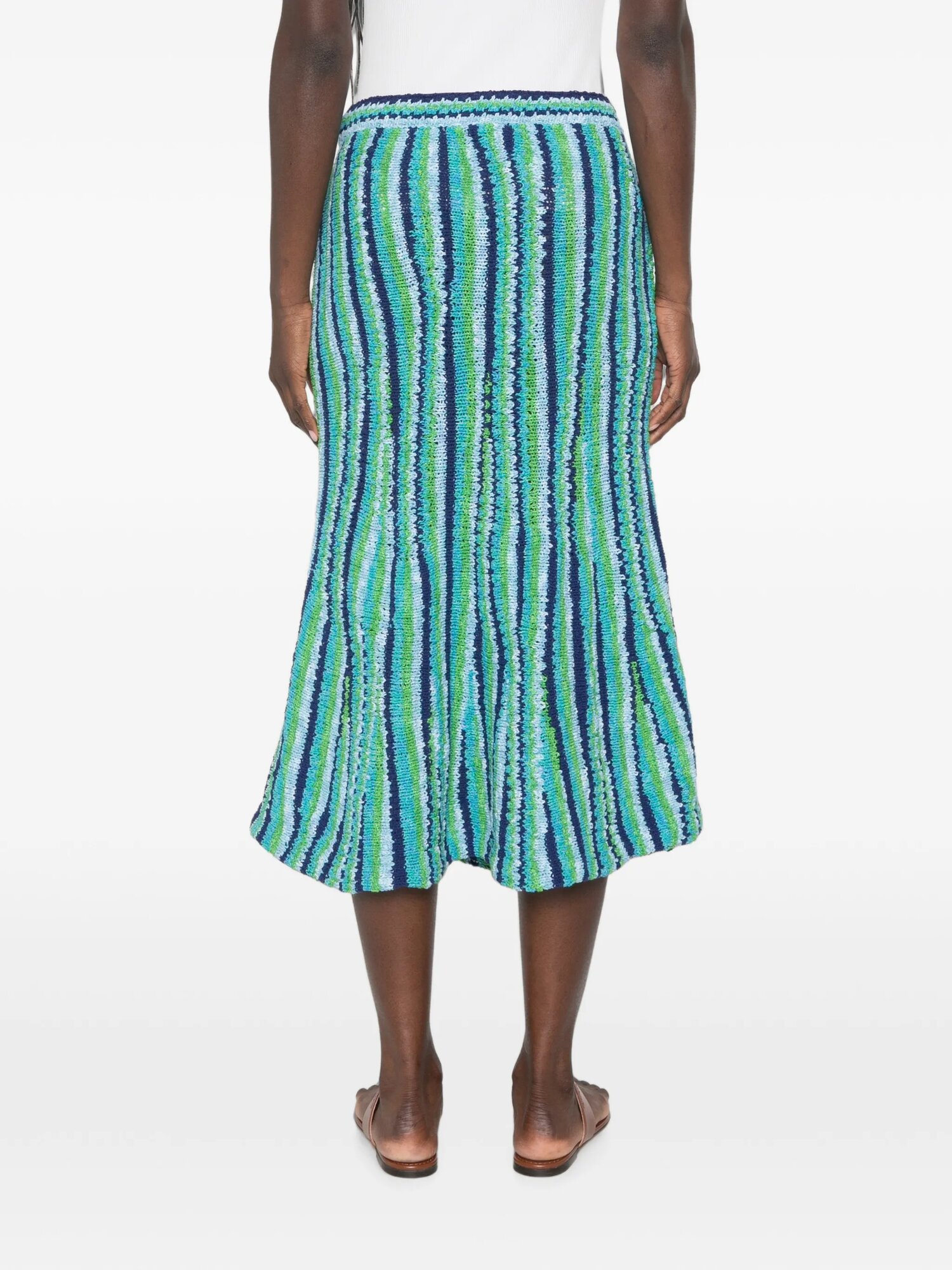 Юбка Tory Burch Striped-pattern midi skirt, размер 48, Синий принт — фото 1