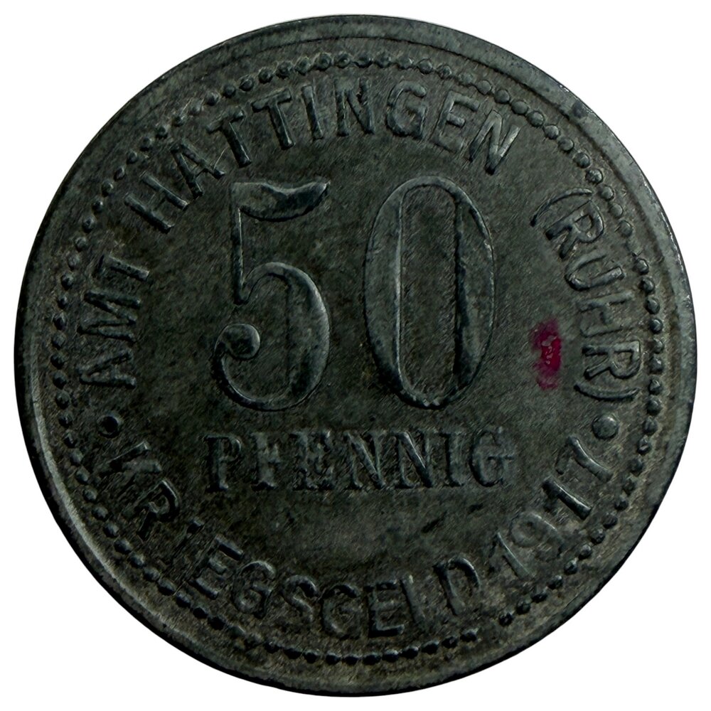 Германия, Германская империя, Муниципалитет Хаттинген 50 пфеннигов 1917 г.