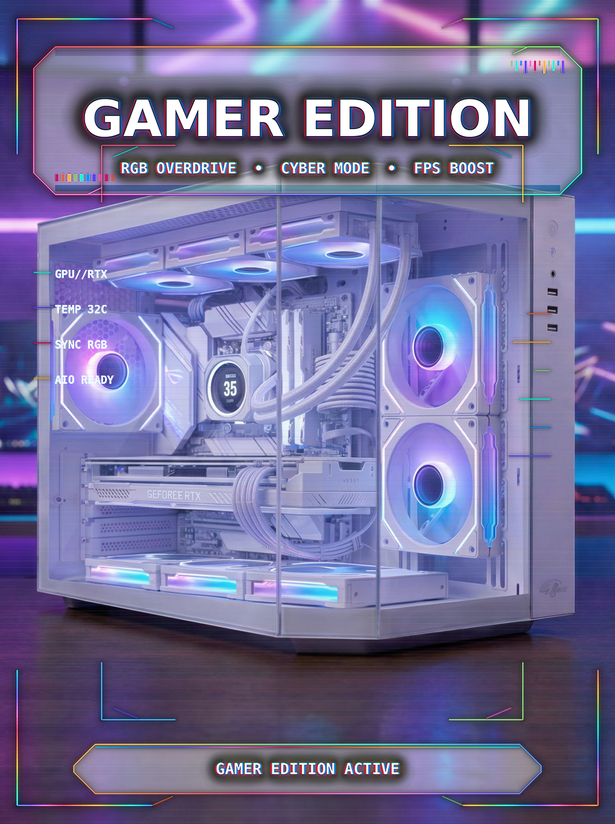 Компактный игровой корпус mATX Eurocase 2771 WH, с вентиляторами 3x120 ARGB PWM, аквариум, 420 мм видеокарта, белый