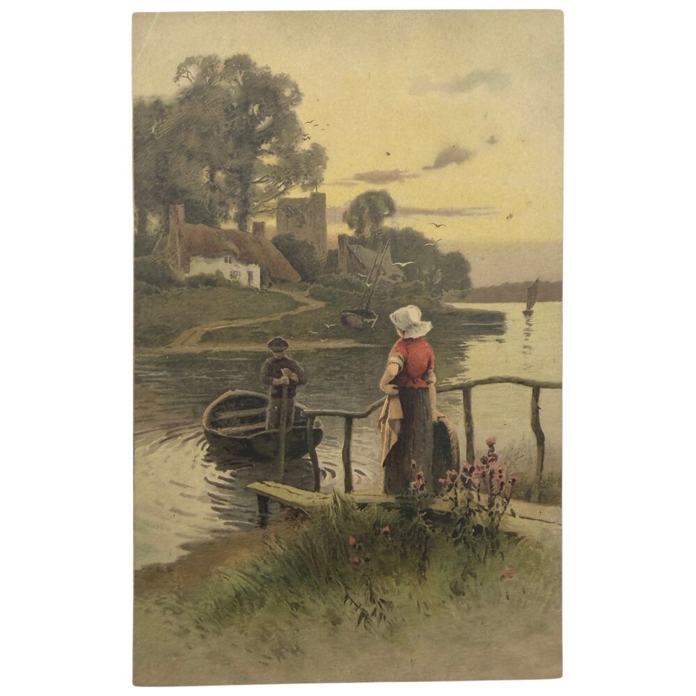 Почтовая открытка "У переправы" 1900-1910 гг. Германская Империя