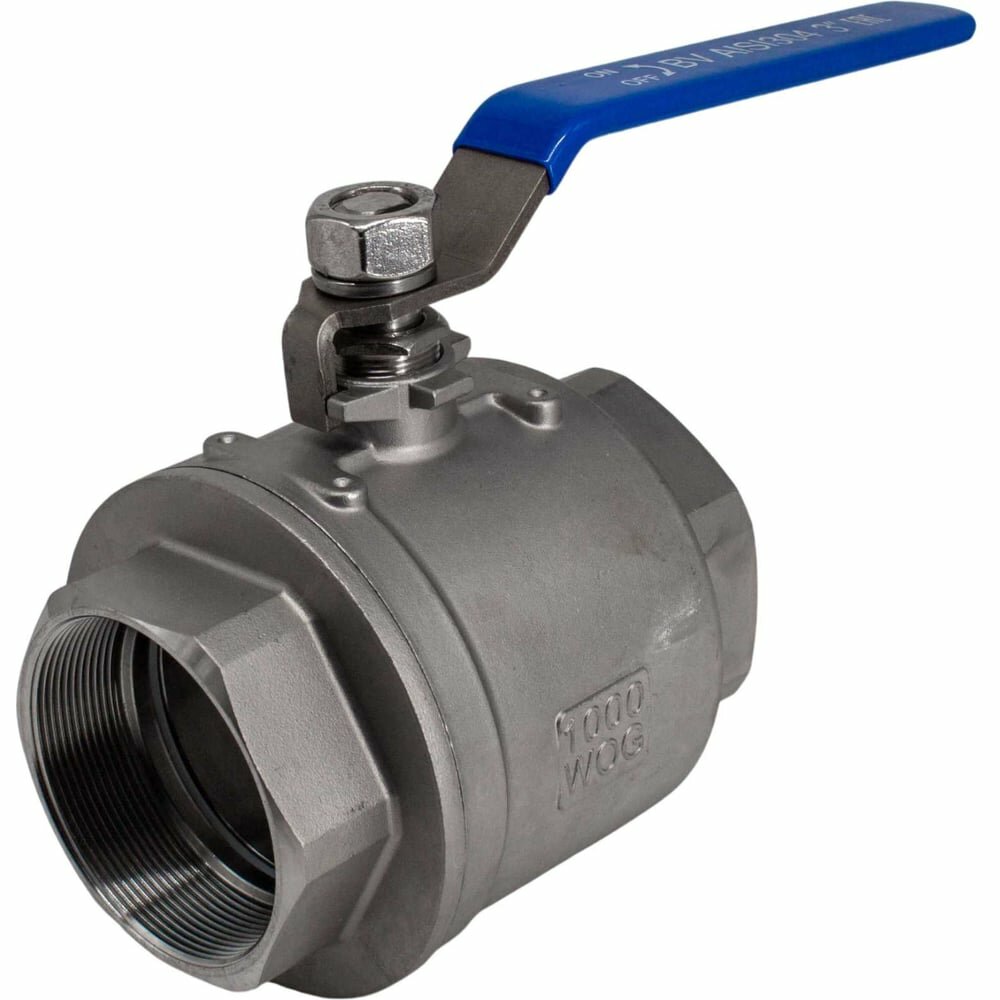 Кран шаровый муфтовый двусоставной нержавеющий NEWKEY (2PC) AISI304 DN80 (3"), (CF8), PN25 NK-BML80/4