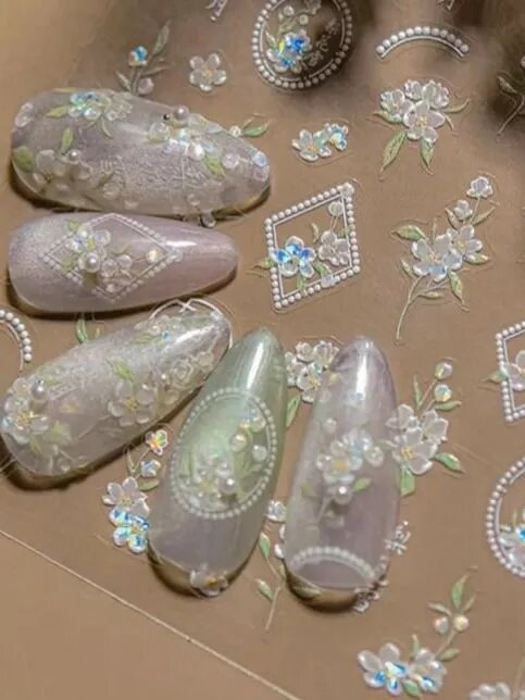 Наклейки для ногтей/накладные ногти/дизайн ногтей. Рельефная текстура 5D.