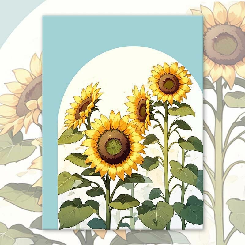 Рисунок с подсолнухом на холсте DIY, 60x75 см, готов к раскрашиванию, декор гостиной