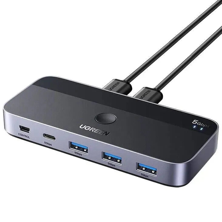 Док-станция/ Переключатель UGREEN CM662 15705 USB 3.0 Sharing Switch 2 In 4 Out. серый 15705_ 15705_