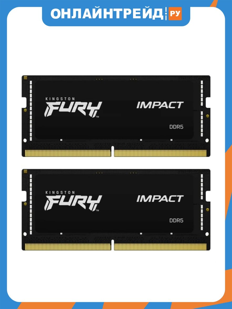 Оперативная память Kingston SO-DIMM DDR5 32Gb(2x16Gb) 5600Mhz pc-44800 FURY Impact CL40 1.1V (KF556S40IBK2-32)