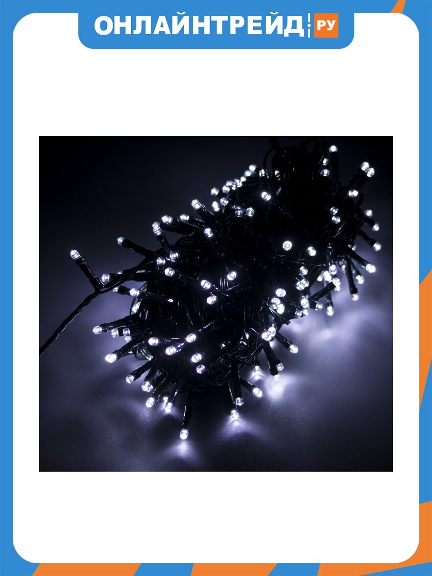Электрогирлянда уличная Золотая Сказка "Нить", 200 LED, 20 м, холодный белый, контроллер, 591293