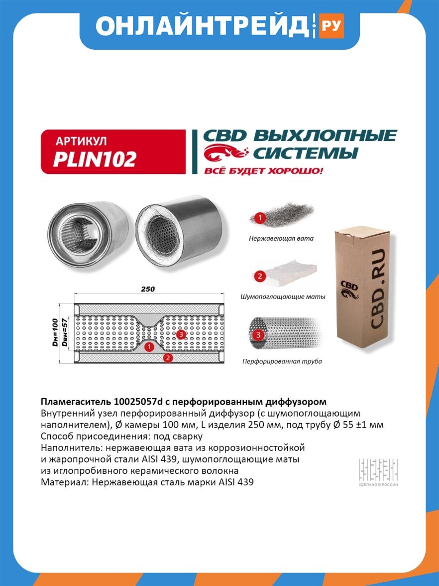 Пламегаситель Cbd с перфорированным диффузором, PLIN102