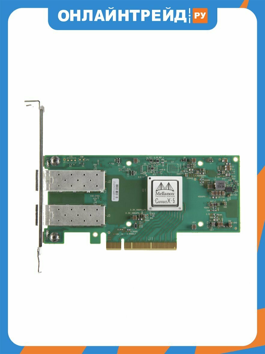 Сетевой адаптер Mellanox ConnectX-5 EN, 10/25GbE dual-port SFP28, PCIe Gen 3.0 x8, UEFI Enabled (x86/Arm) (MCX512A-ACUT)